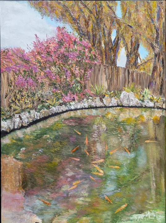 Koi Pond at Dallas Arboretum Painting by Fred Garza, Ph.d. - TCC News